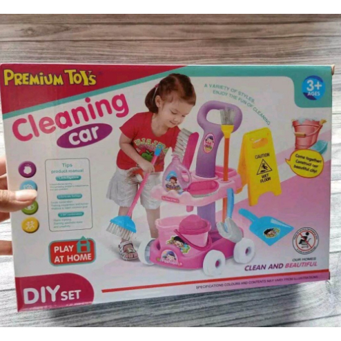 Jual mainan kebersihan troly cleaning set box | Shopee Indonesia
