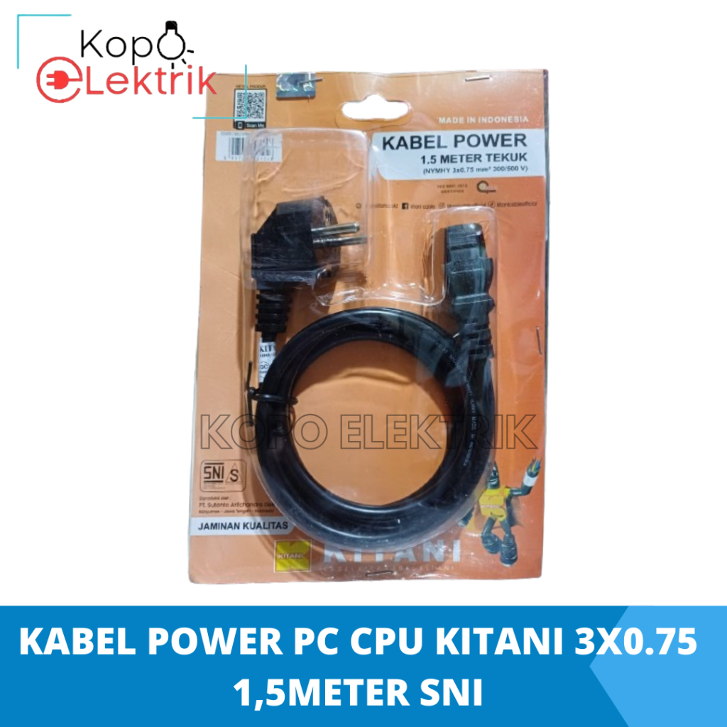 Jual Kabel Power PC CPU Kitani 3x0.75 mm 1.5 Meter SNI | Shopee Indonesia