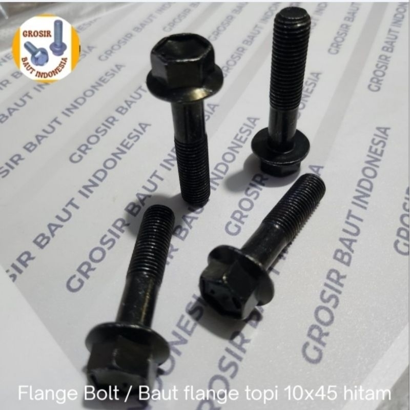 Jual Baut topi flange 10x45 / Flange bolt 10x45 hitam kunci 14 (paket ...