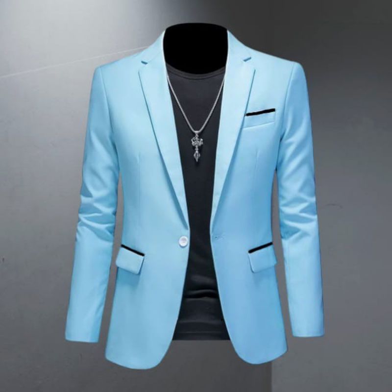 Jual Jas Pria formal Wisuda kelulusan nikah list putih / Blazer polos ...
