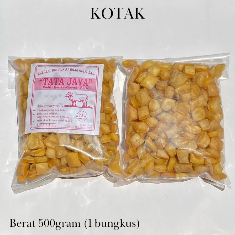 Jual Kerupuk Kulit Sapi Tata Jaya Kotak 500gram Dorokdok Krecek Rambak ...