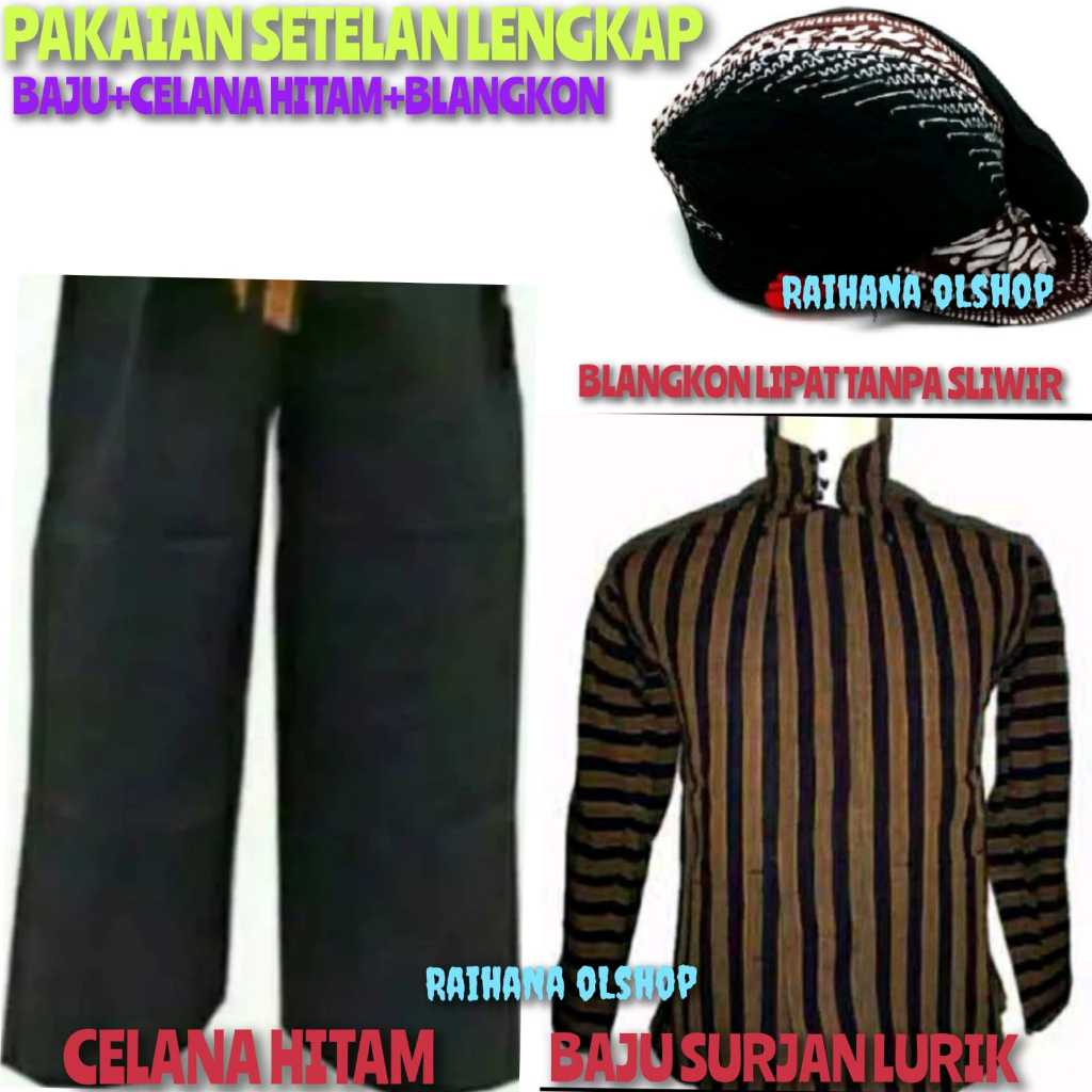Jual SEPAKET BAJU ADAT JAWA PRIA | SURJAN LURIK COKLAT HITAM + CELANA HITAM + BLANGKON LIPAT ...