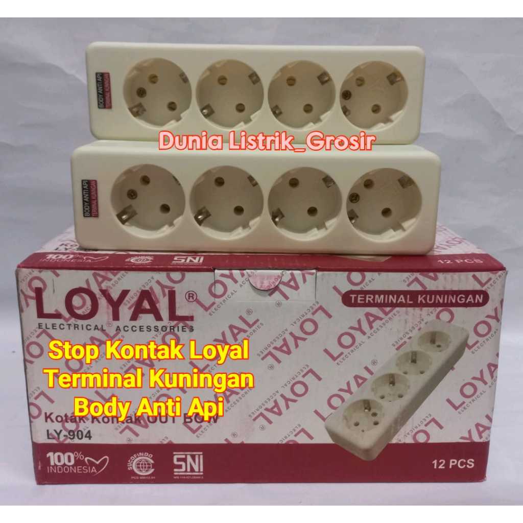 Jual GROSIR!!! LOYAL Stop Kontak Arde LY-904 Lubang 4 Outbow Colokan Terminal Kuningan SNI ...