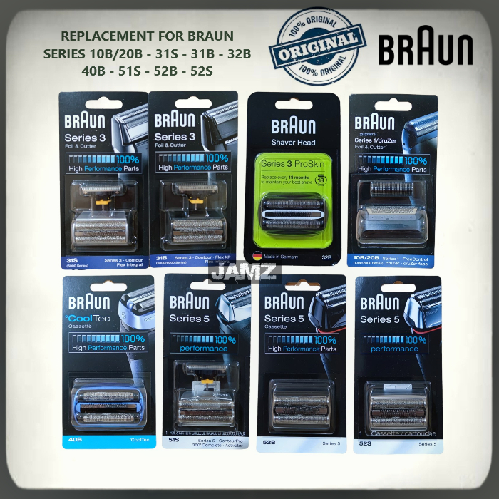 Jual BRAUN Shaver Head Replacement Blade Original Refill Series 1 2 3 4 ...