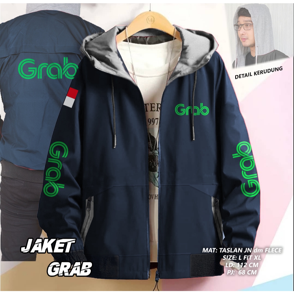 Jual JAKET BOMBER HODDIE DRIVER GRAB BAHAN PARASUT / DRIVER BOLAK BALIK ...