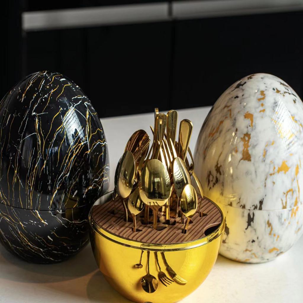 Jual [URBANE] TELUR Sendok Garpu Sultan 24PCS Set Egg Cutlery Set Alat ...