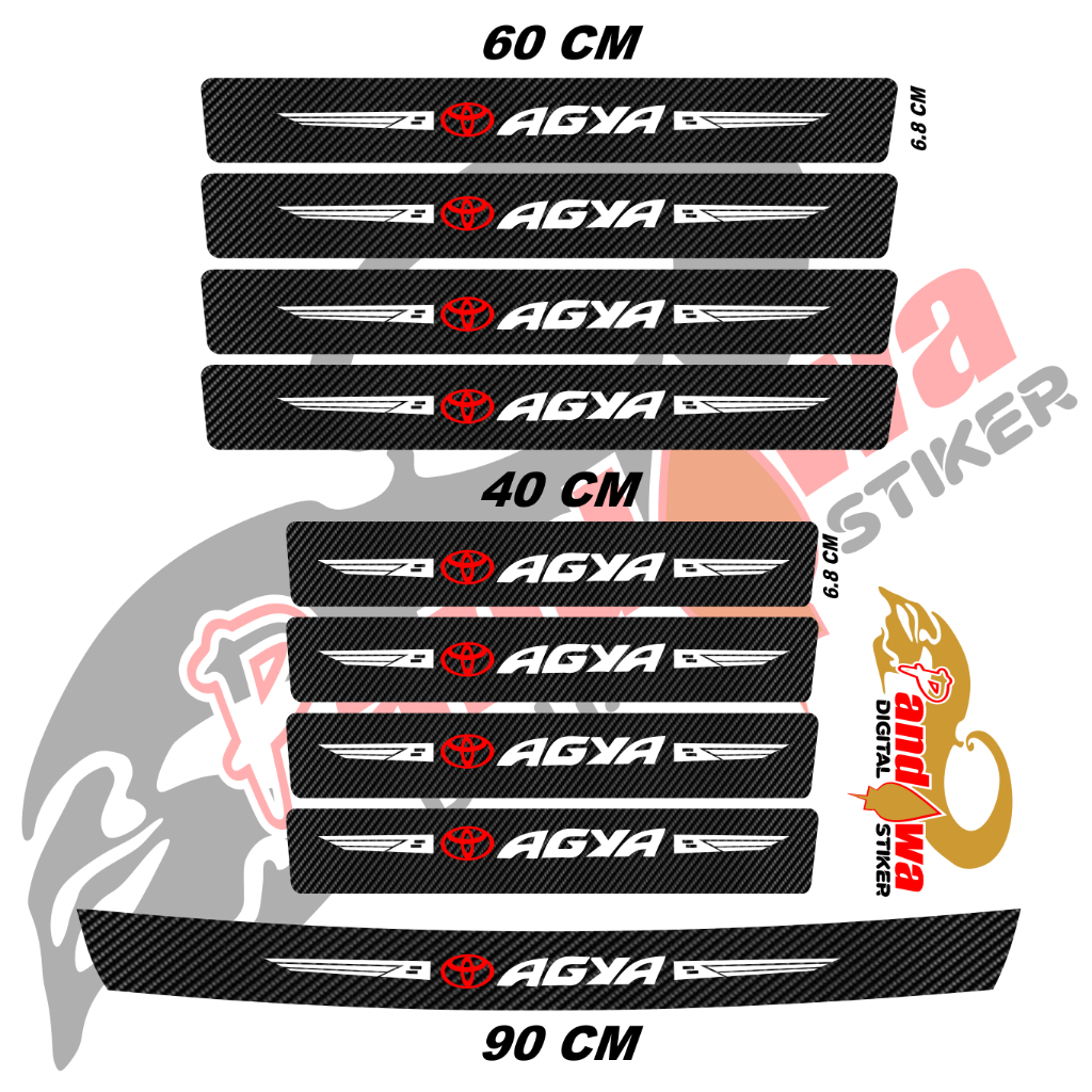 Jual 9pcs sticker carbon 3d mobil toyota agya sticker karbon 3d ...