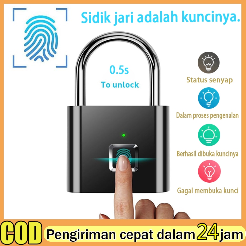 Jual kunci gembok sidik jari Smart Fingerprint Padlock Security gembok ...