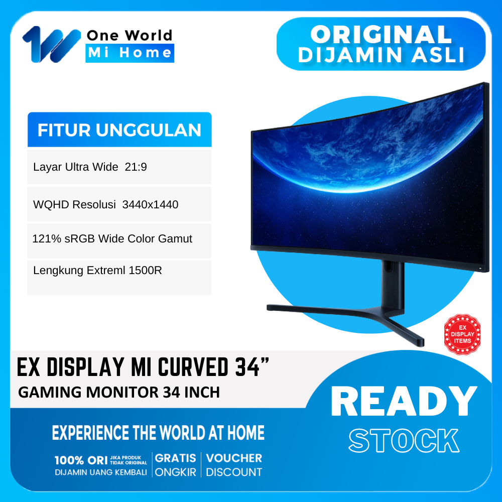 Jual EX DISPLAY PRODUCT Xiaomi Mi 34" Curved Gaming Monitor WQHD Layar ...
