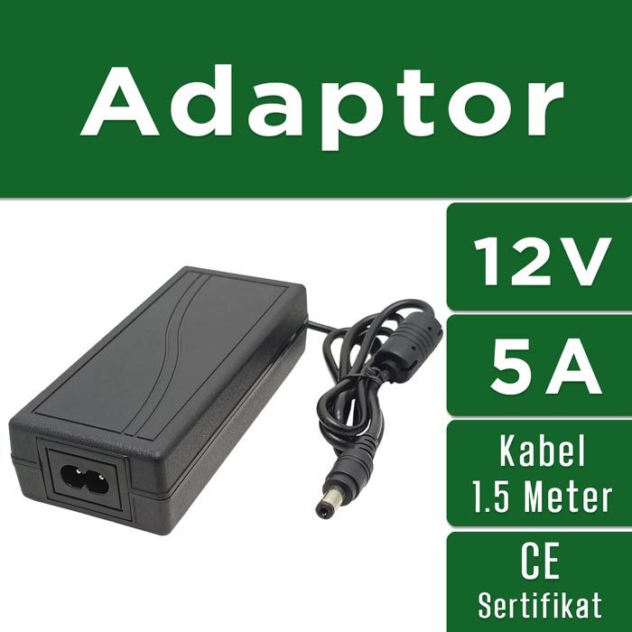 Jual Adaptor DC 12V 5A Mesin Absensi Akses Kontrol DVR Kamera CCTV No ...