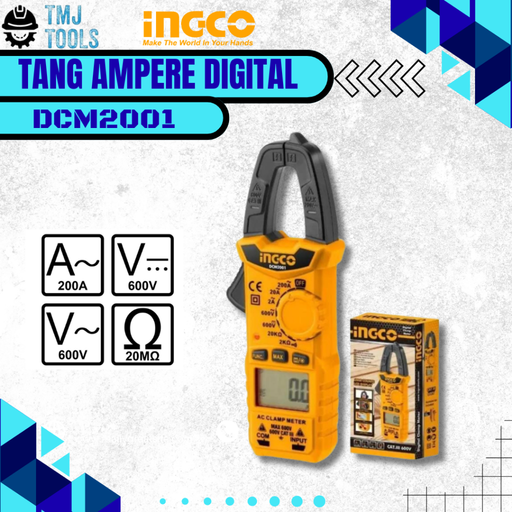 Jual Tang Ampere Digital INGCO DCM2001 Tank Clamp Amper LCD Tes Cek ...