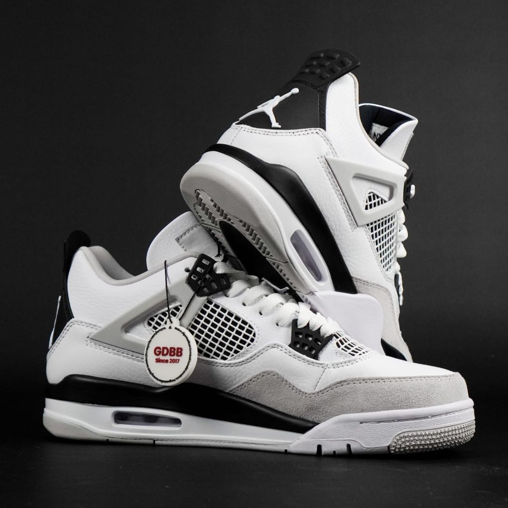 Jual Sepatu Jordan 4 Retro Military Black White Black Grey Authentic ...
