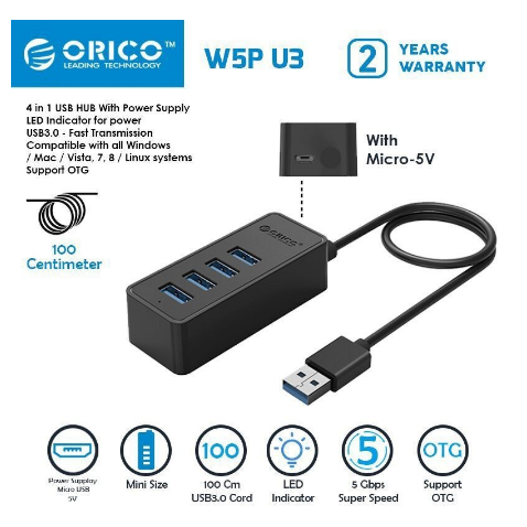 Jual ITSTORE ORICO W5P-U3-100 USB3.0 Desktop HUB Usb Hub Orico W5PU3 W5P U3 1M Kabel 1 meter ...