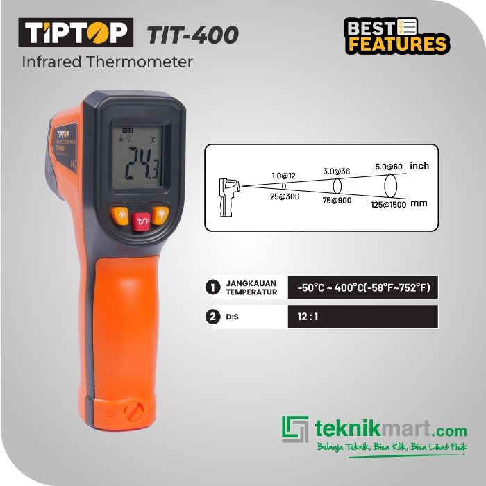Jual TIP TOP TIT-400 Infrared Thermometer / Thermometer Infrared ...