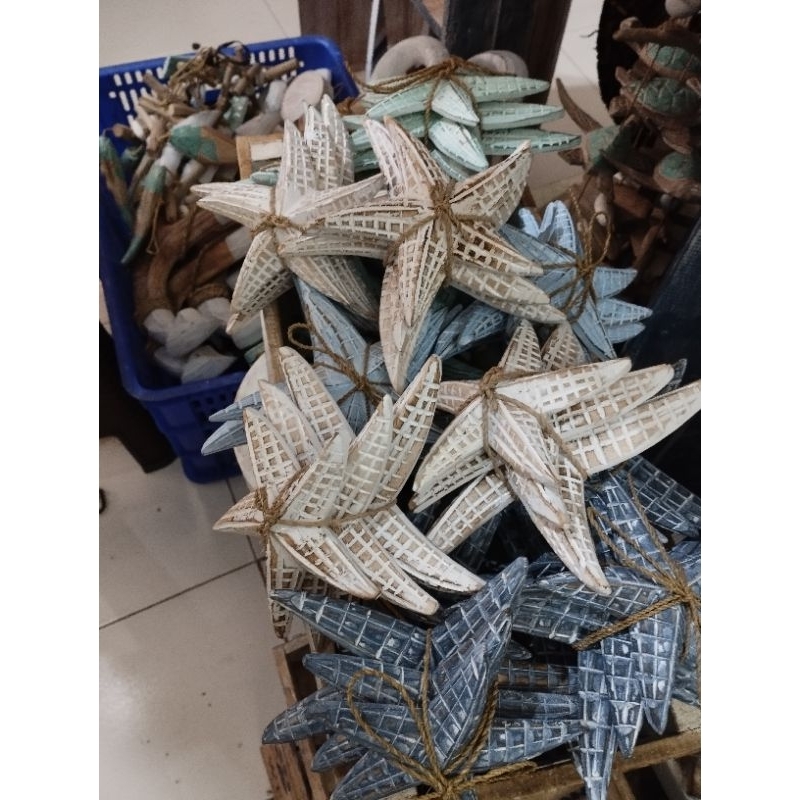 Jual Hiasan bintang laut/Bintang kayu/Home decor/Dekorasi rumah/Hiasan laut/Pantai/Properti foto ...