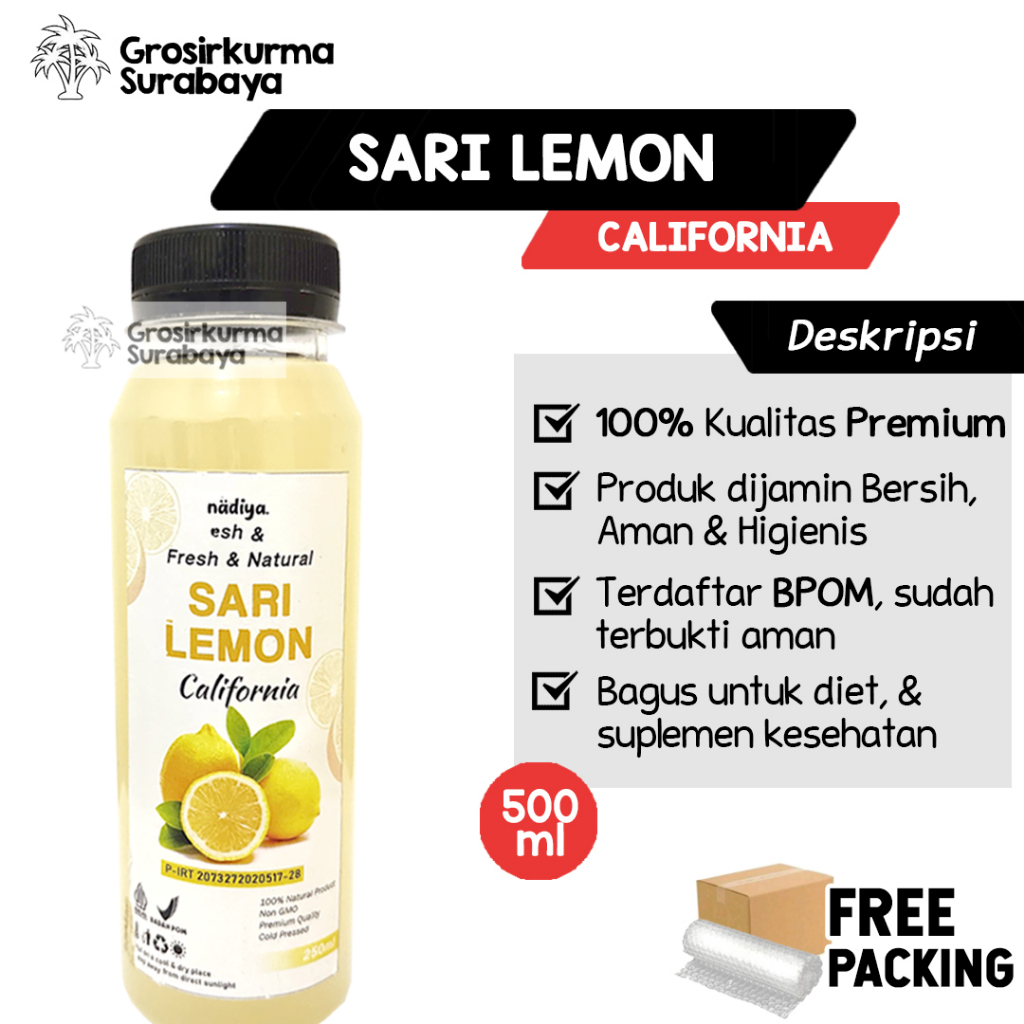Jual SARI LEMON 500ML BPOM Air Lemon Juice Asli Original Organic Suur ...