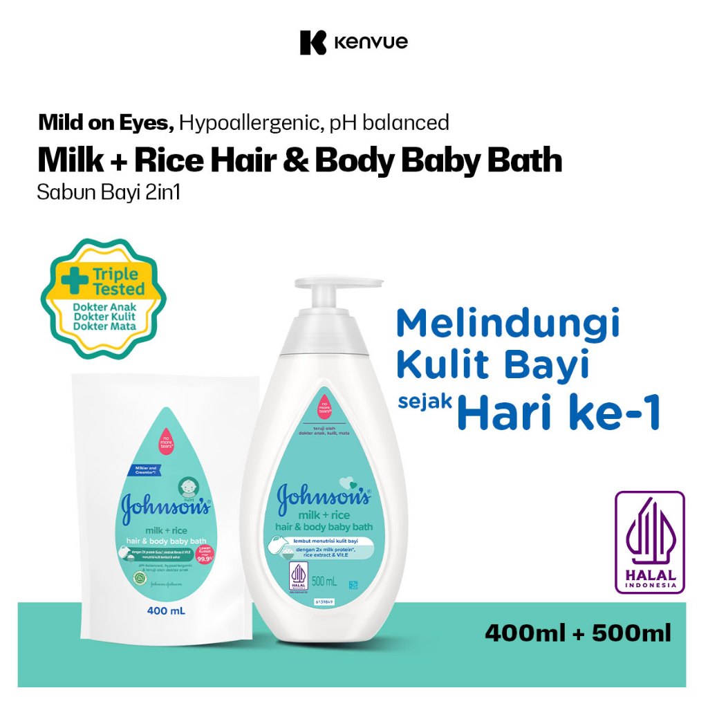 Jual JOHNSON'S Milk+Rice Hair & Body Baby Bath + Refill - Sabun Bayi ...