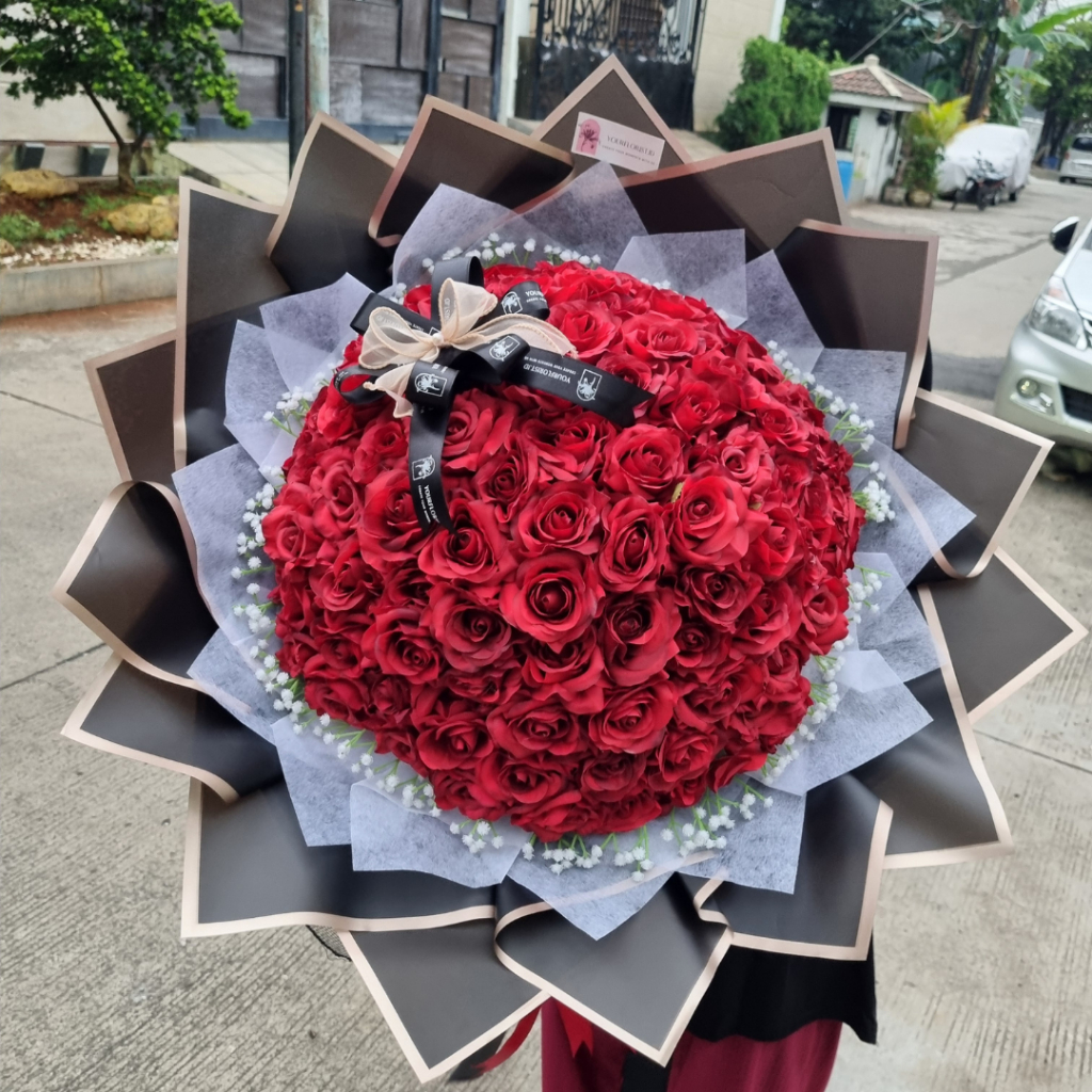 Jual 100 Kuntum Mawar Buket Bunga Palsu Artificial Ukuran Besar Human ...