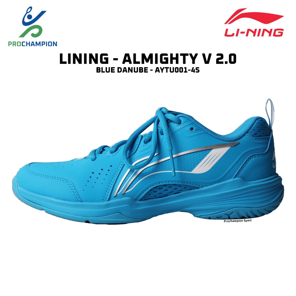 Jual New ! Sepatu Badminton Lining Almighty V 2 Blue Danube | Shopee ...