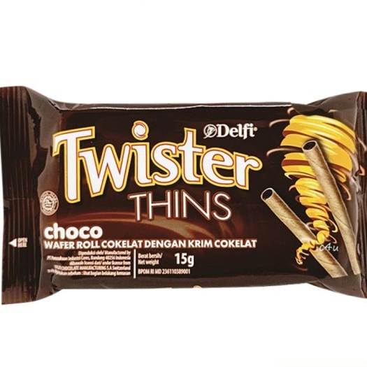 Jual delfi twister thins chocolate 15gr - twister wafer roll cokelat ...