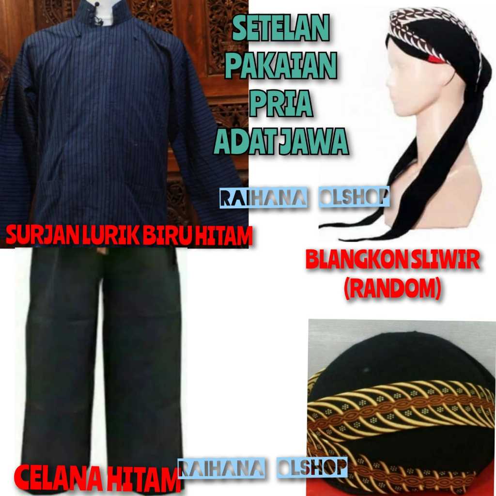 Jual SEPAKET BAJU ADAT JAWA PRIA | SURJAN LURIK BIRU HITAM + CELANA HITAM + BLANGKON SLIWIR ...