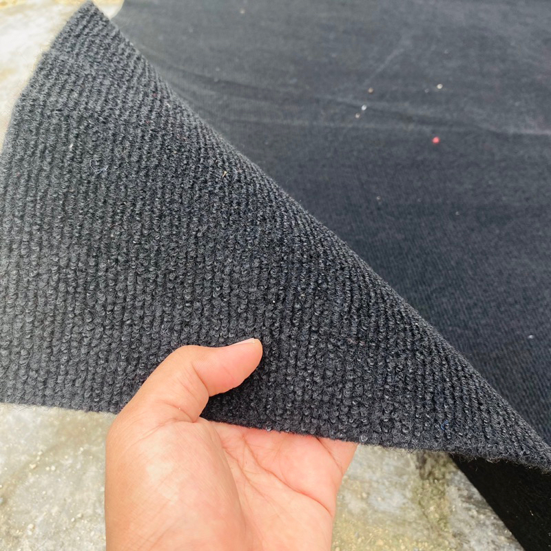 Jual karpet polos salur tebal warna hitam || karpet ruang tamu ...