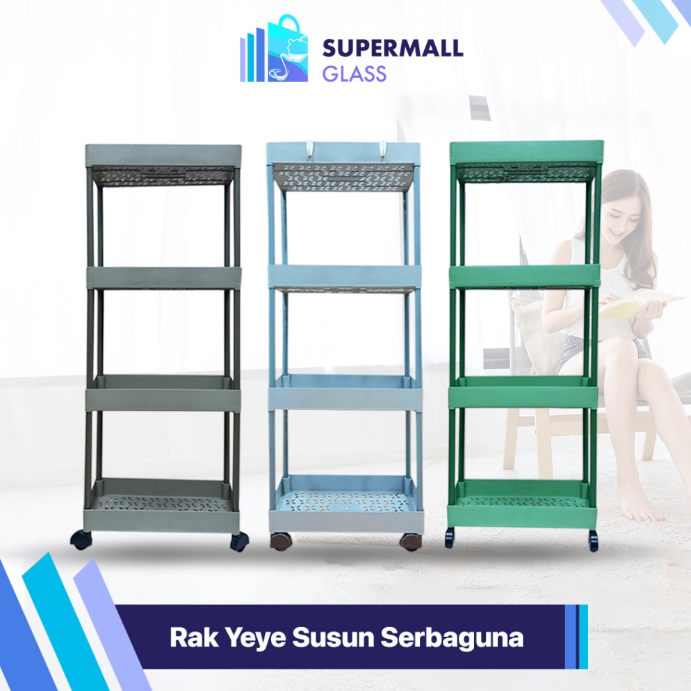 Jual Serbu sekarang Supermall Glass COD Rak Persegi Dapur Plastik 4 Susun Warna Baru Rak Yeye ...