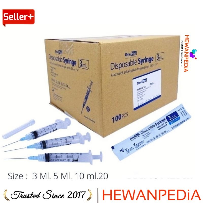 Jual ONEMED SPUIT SYRINGE 1 CC 3 CC 5 CC 10 CC 20 CC 50 CC ML ...