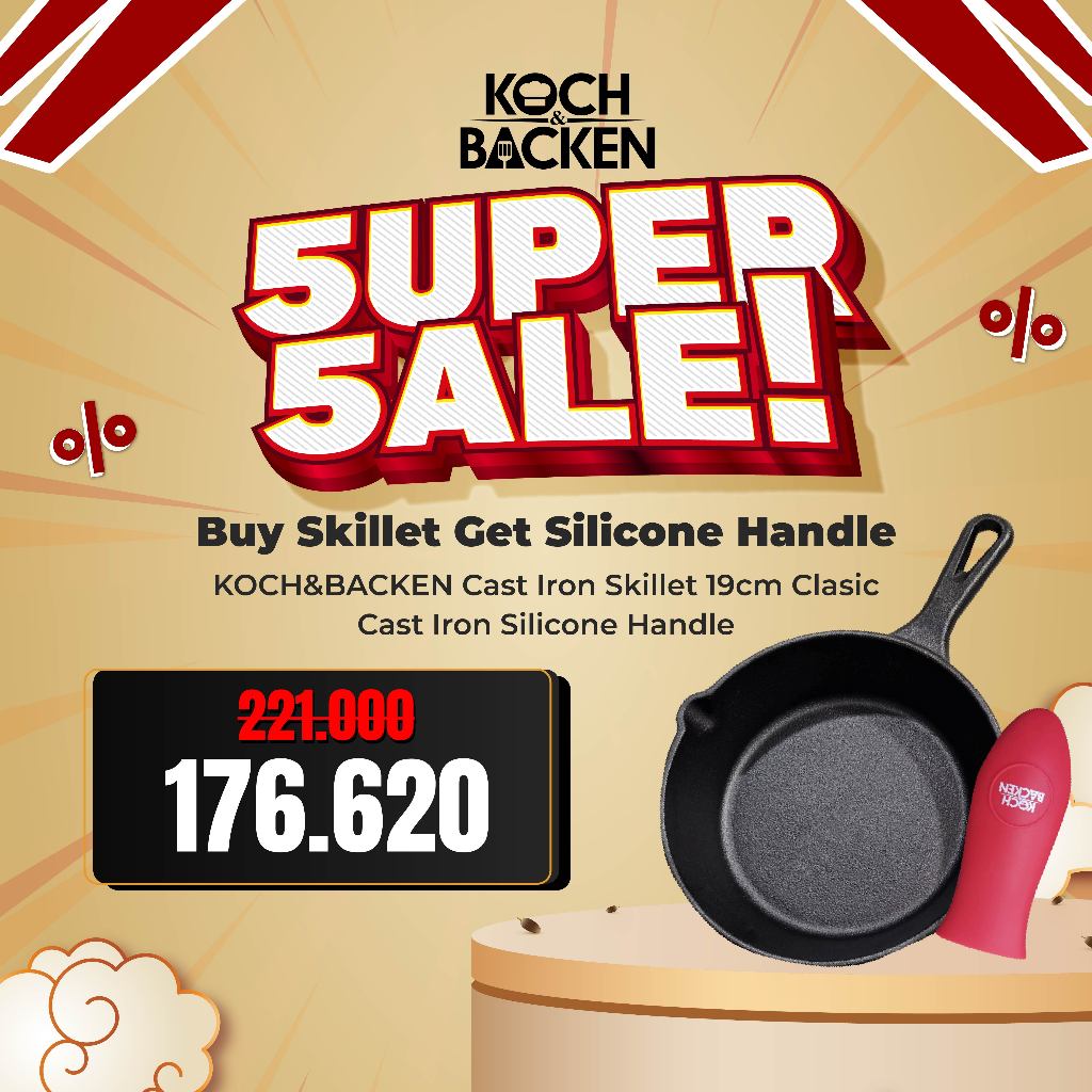 Jual Bundling Hemat Skillet Cast Iron 19cm Free Silicone Handle - Panci ...