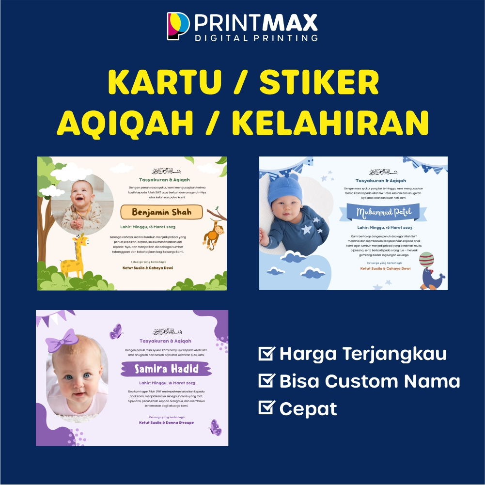 Jual Stiker Aqiqah / Kartu Aqiqah / Custom Sticker Aqiqah / Kartu ...