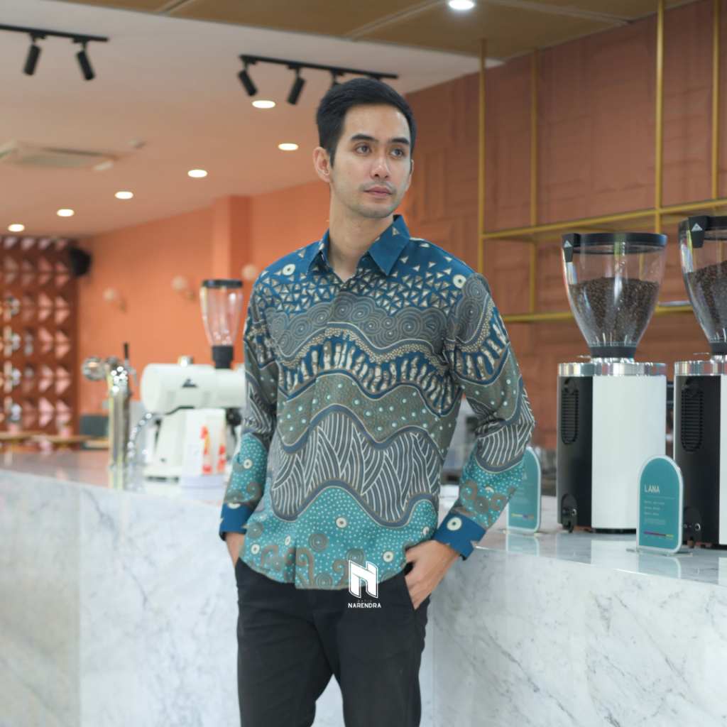 Jual Batik Narendra | Kemeja Batik Pria Alusan Modern Slimfit Anak Muda Lengan Panjang Motif ...