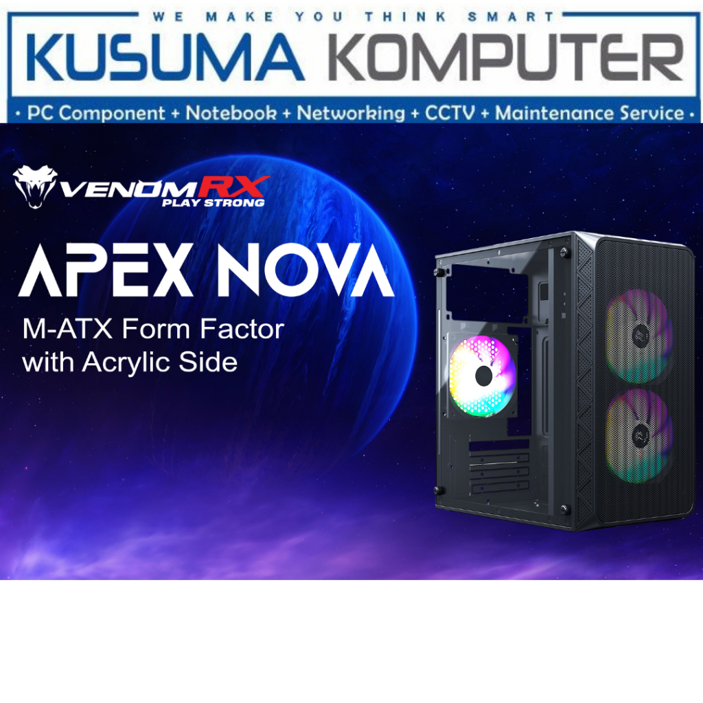 Jual Casing Venomrx APEX NOVA FREE 2 Fan RGB Micro ATX Gaming Case ...