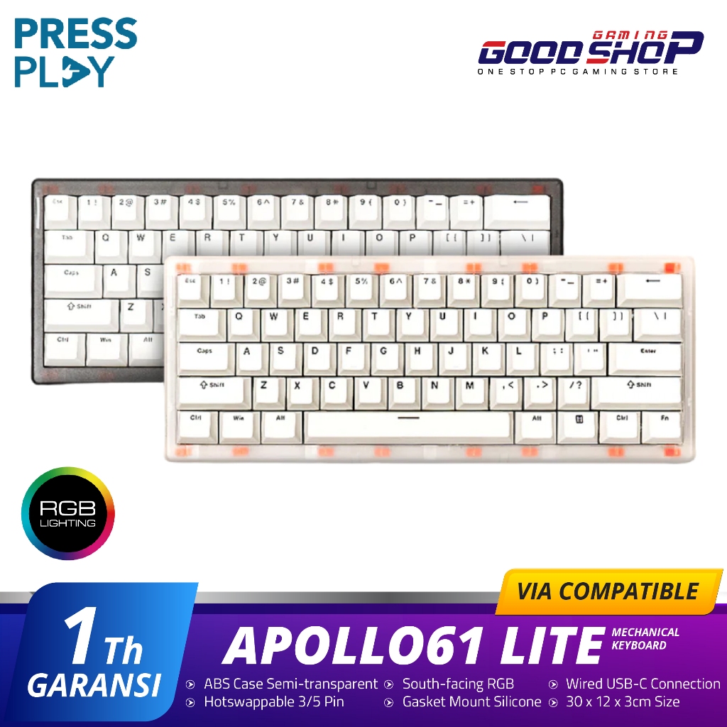 Jual APOLLO61 Lite 60% Wired Mechanical Keyboard by Press Play | Shopee ...