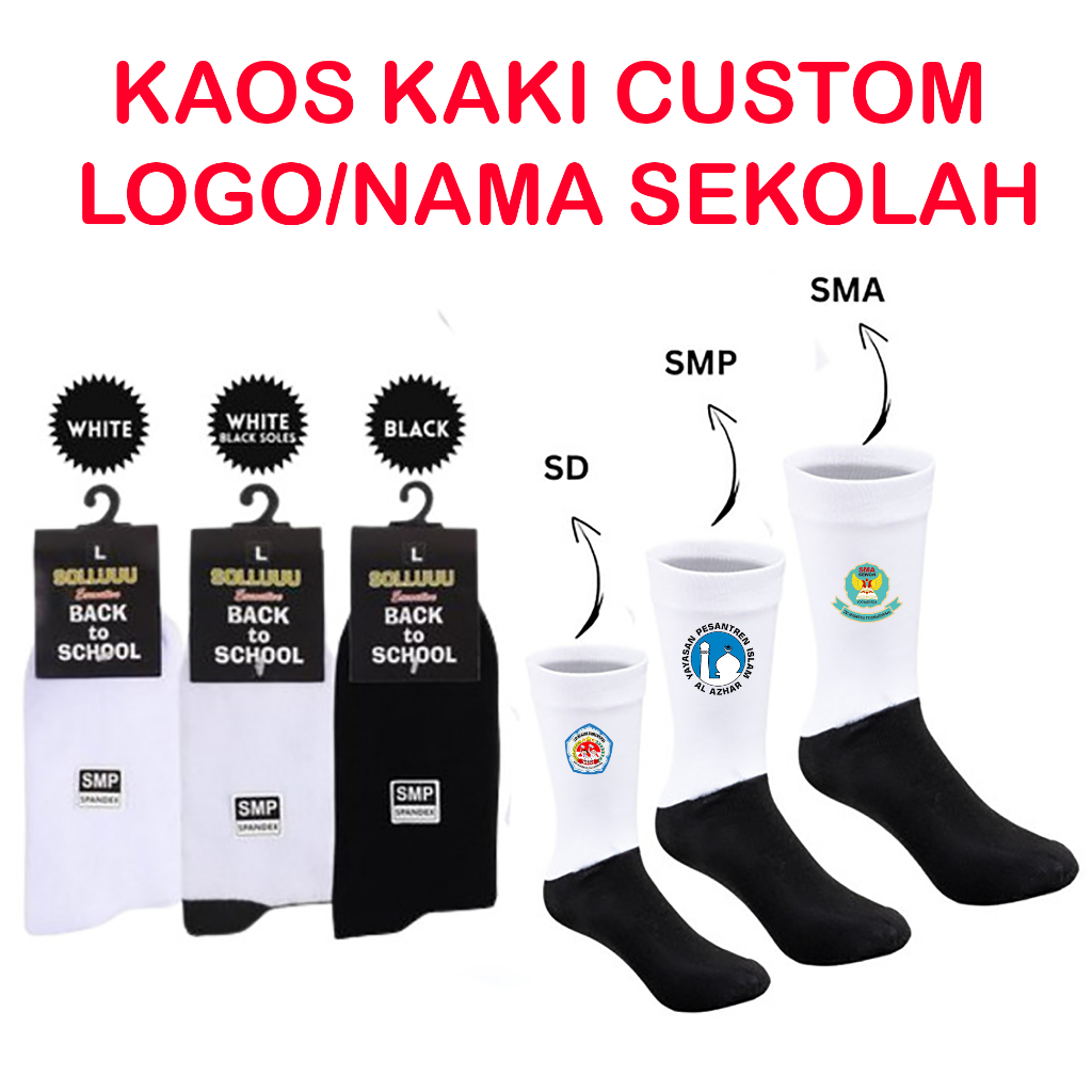 Jual KAOS KAKI SABLON NAMA LOGO BISA SATUAN KAOS KAKI SD SMP SMA | Shopee Indonesia