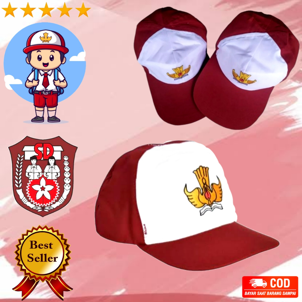 Jual Topi SD - Topi Sekolah SD Merah Putih - Perlengkapan Sekolah Anak ...