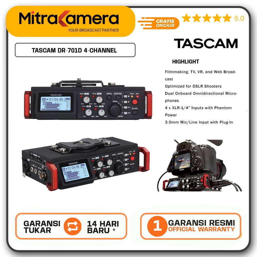 Jual TASCAM DR-701D 4-Channel Multi-Track Field Recorder Garansi Resmi | Shopee Indonesia