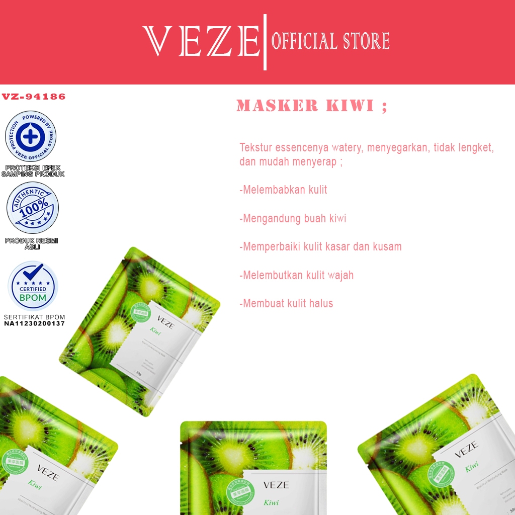 Jual [BPOM] - VEZE Fruit Mask Masker Wajah Natural Sheet Mask | Shopee ...