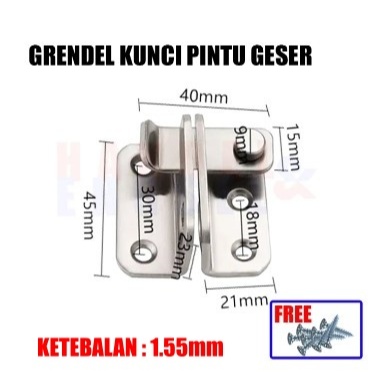 Jual Grendel Pintu Geser Stainless / Kunci Pintu Selot Slot Jendela ...