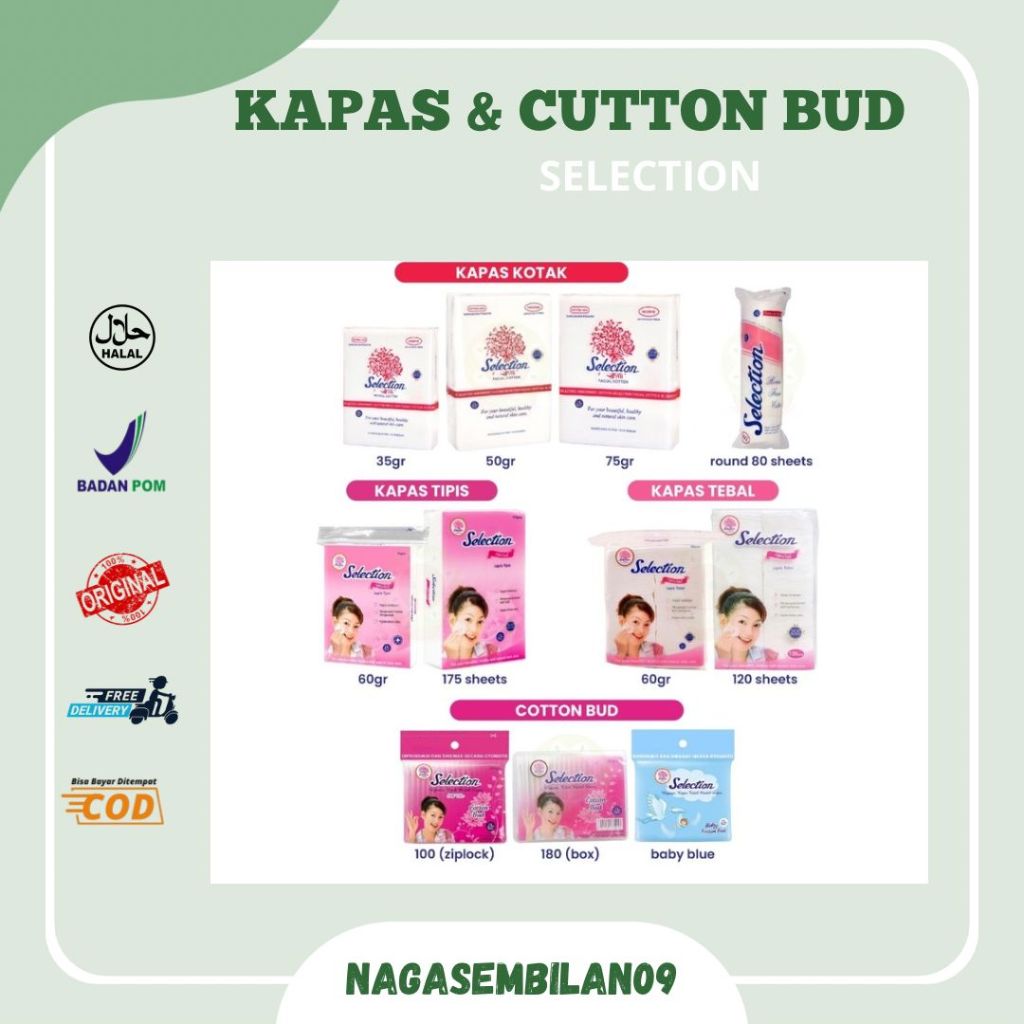 Jual SELECTION - Kapas 35gr/50gr/75gr | Kapas Tipis 60gr/175pcs | Round ...