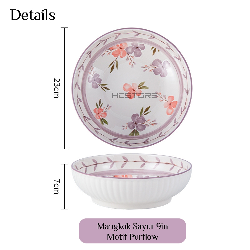 Jual HCSTORE PIRING KERAMIK MAKAN MOTIF PURPLE FLOWERS PIRING AESTHETIC ...