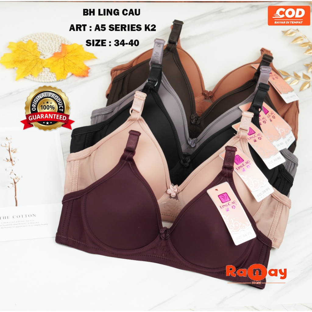 Jual BH BRA LINGCAO A5 KAIT 2 ORIGINAL | BH PEREMPUAN CUP A TANPA KAWAT PUSH UP BRA 34 - 36 - 38 ...