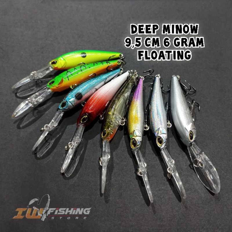 Jual Iwfishing Lure Deep Minow 95f lidah panjang dengan panjang total 9 ...