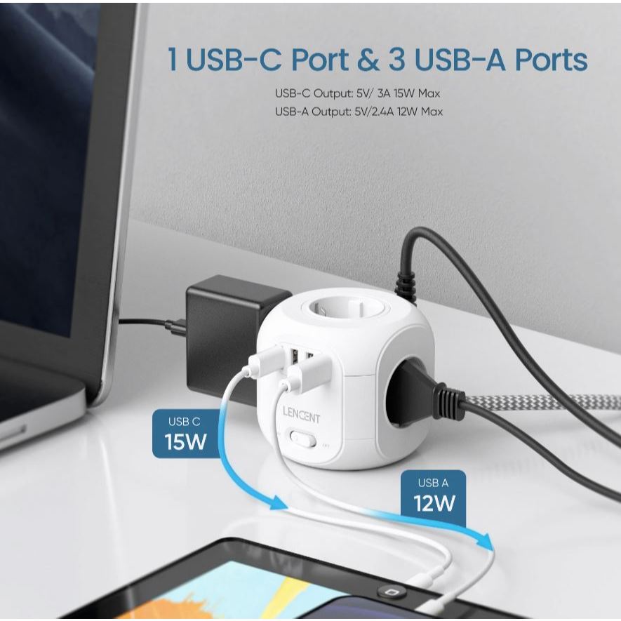 Jual Stop Kontak 7 8 in 1 USB Type C Port kabel Colokan listrik Colokan ...
