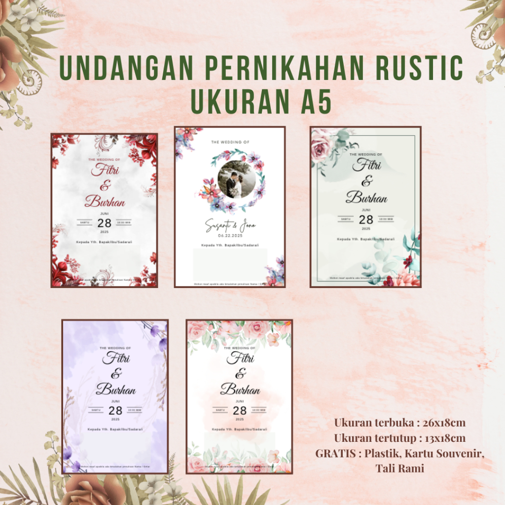 Jual Undangan Pernikahan A5 - Undangan Nikah Murah Meriah Cantik Elegan ...