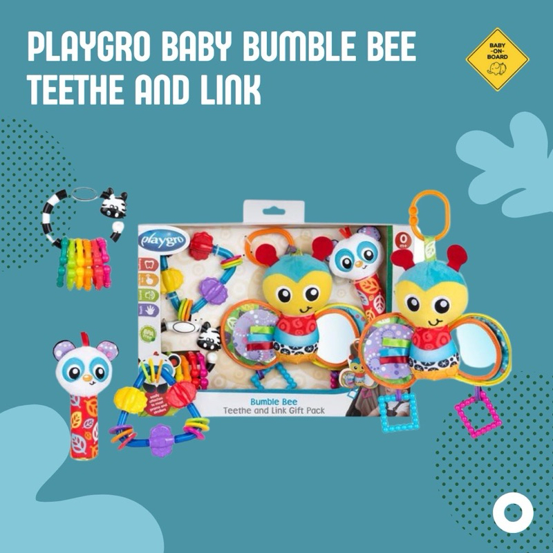 Jual Playgro Bumble Bee Sensory Play and Teether Link Gift Set | Shopee ...