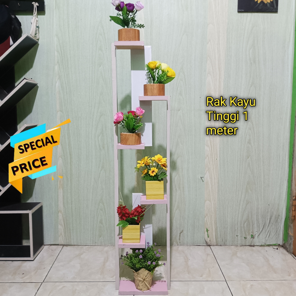 Jual Rak Bunga Minimalis Hiasan Dekorasi Rumah Cantik Rak Pink ...