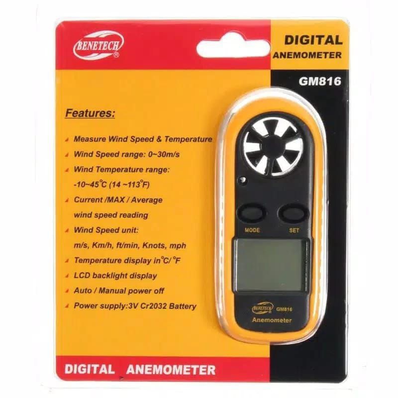 Jual GM816 Anemometer Digital Pengukur Kecepatan Angin | Shopee Indonesia