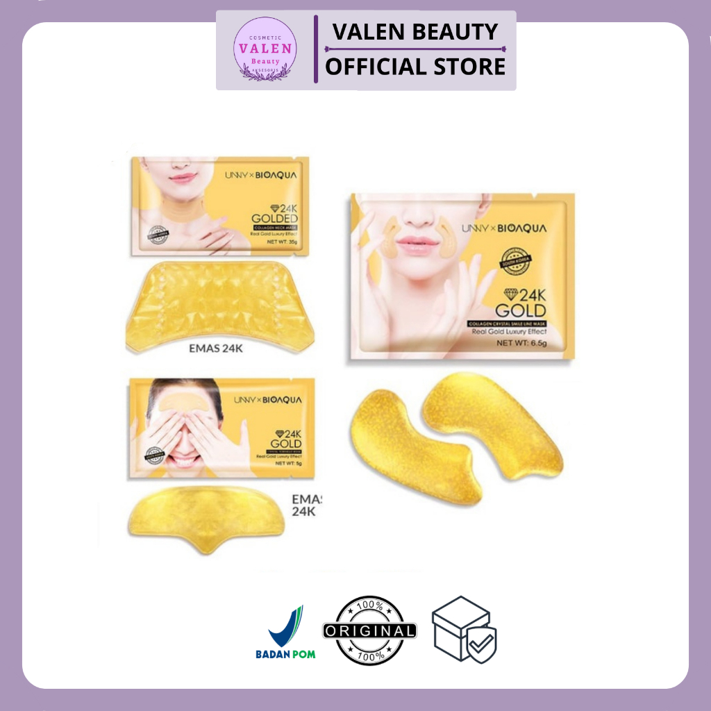 Jual Bioaqua Cosmetics 24K Gold Collagen Neck Mask 35g - SMILE MASK ...