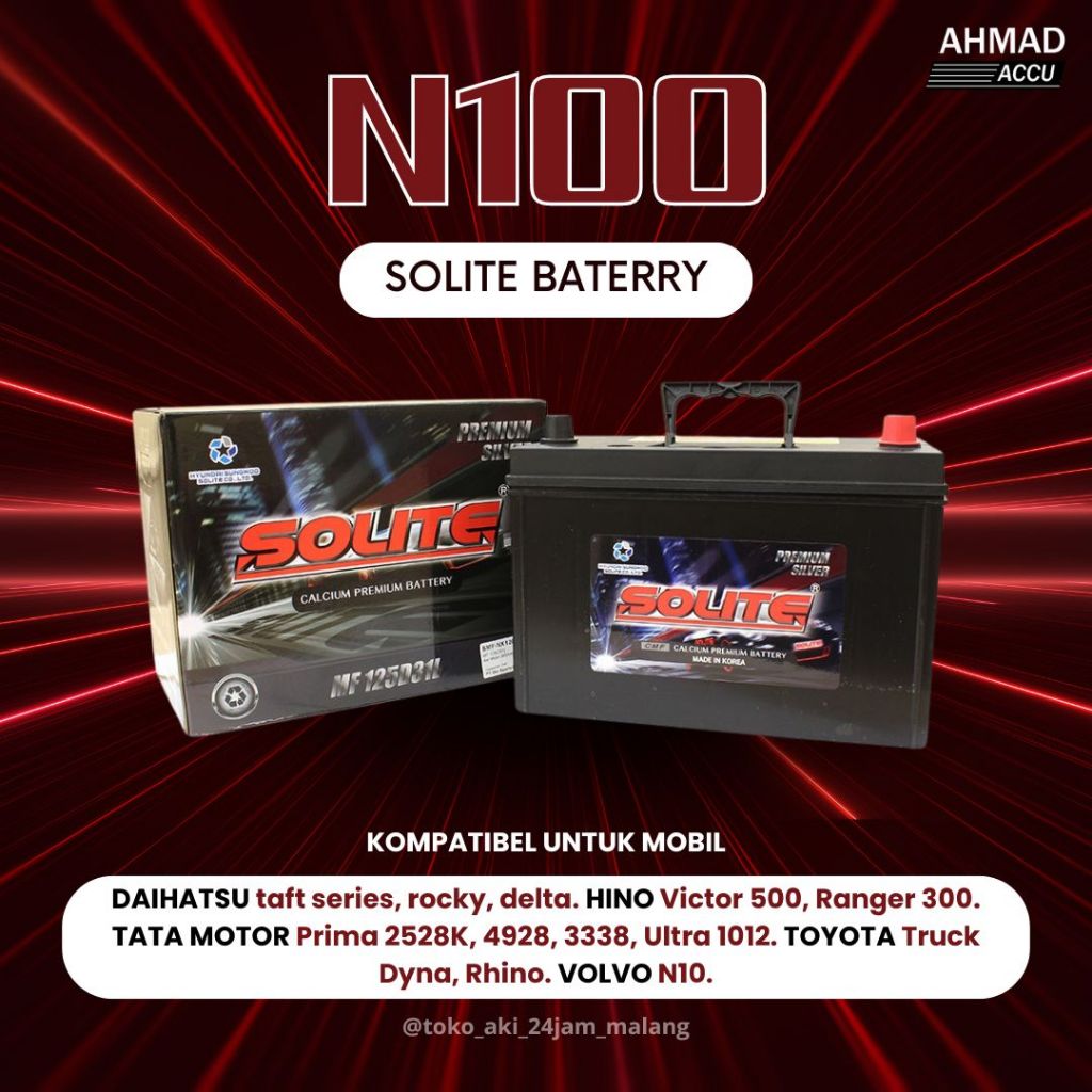 Jual Aki Mobil Solite UMFN100 /N100/100AH Kompatibel untuk mobil ...