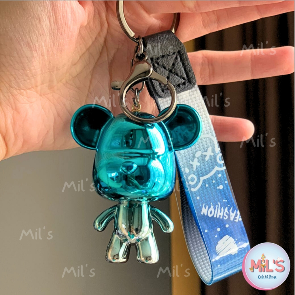 Jual [ CUTE MIL'S ] BEAR BRICK METALLIC KEYCHAIN GRADIENT BAG CHARM ...